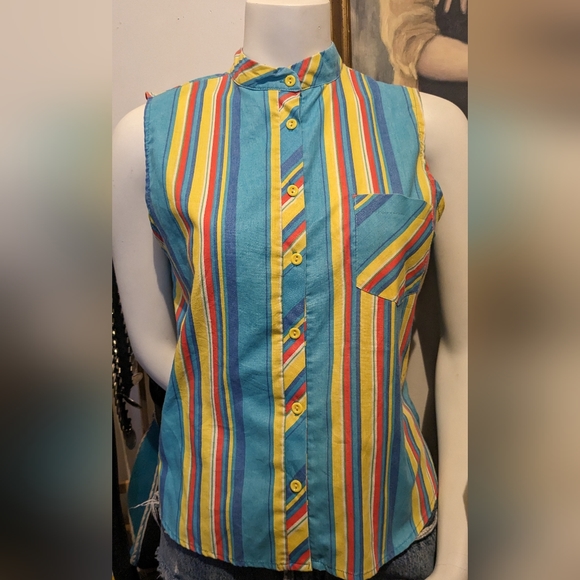 Tops | Vtg Mcm Liberation Button Down Tank | Poshmark
